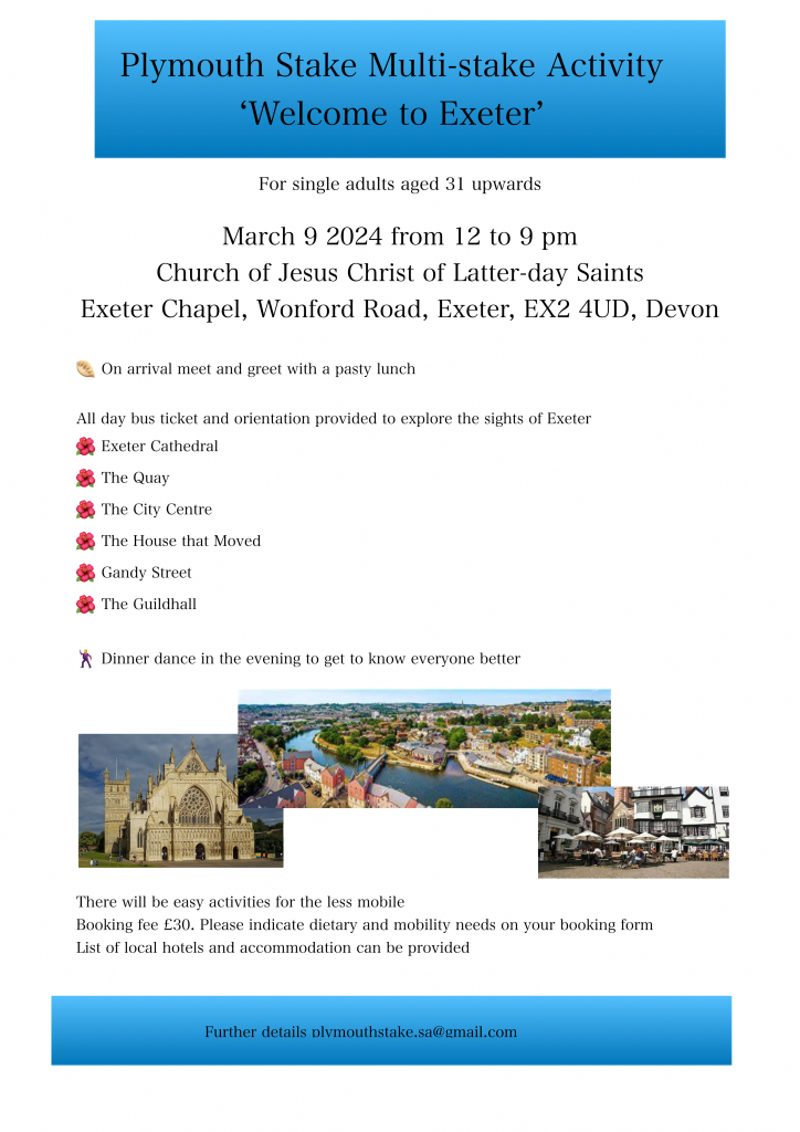 Multi-Stake Single Adult Activity – Sat 9 Mar 2024 – Poole Stake Blog ...